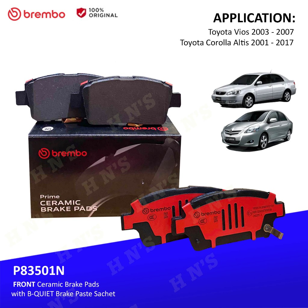 Brembo Ceramic Brake Pads FRONT for Toyota Vios / Altis ( P83051N ...