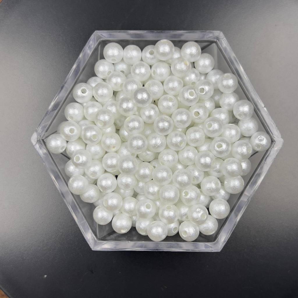 100 Pcs Matte Round Beads 6mm White Pearl Faux DIY Beads Art and Craft ...