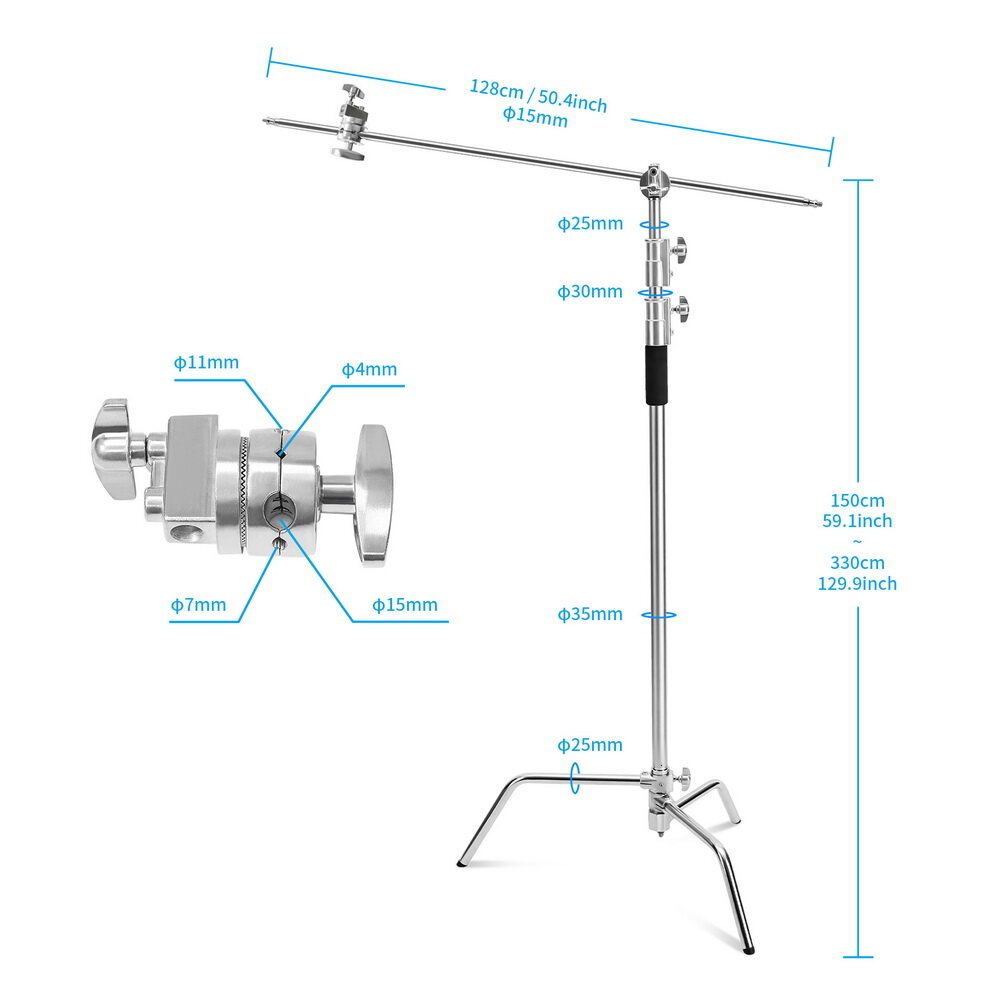 3.3M / 10.8ft Heavy Duty Studio Centry C Stand Detachable Light C-stand ...