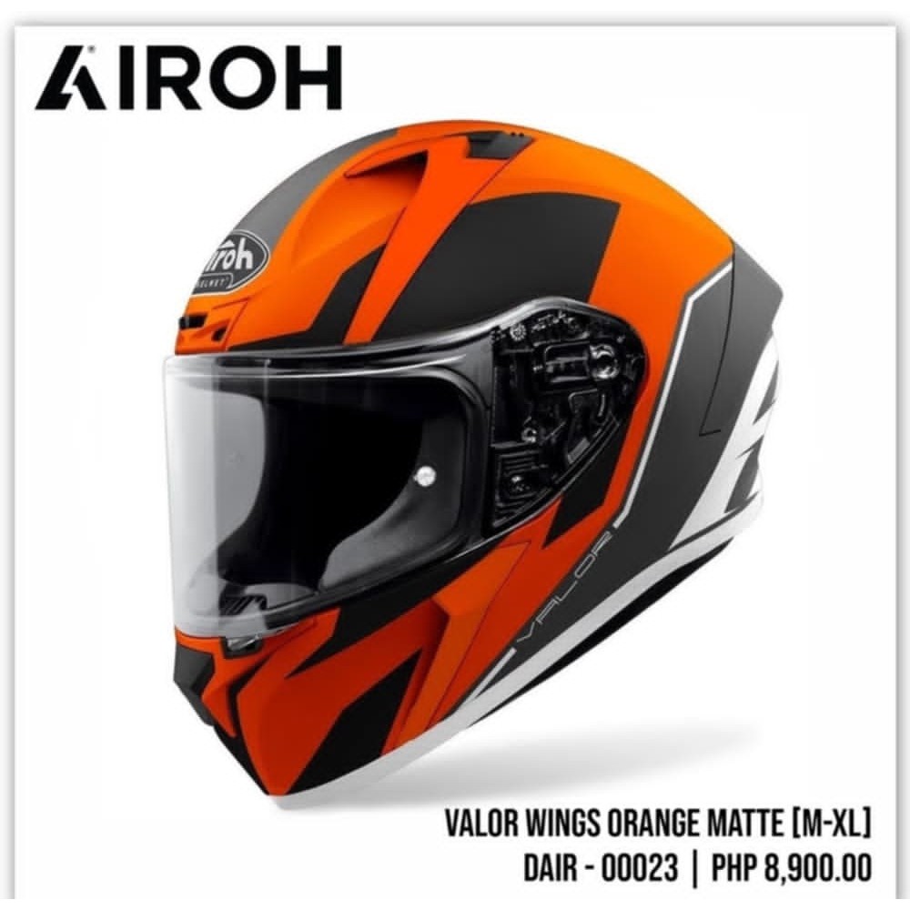 AIROH VALOR WINGS ORANGE MATTE FULL FACE HELMET SINGLE VISOR WITH FREEBIES | Shopee Philippines