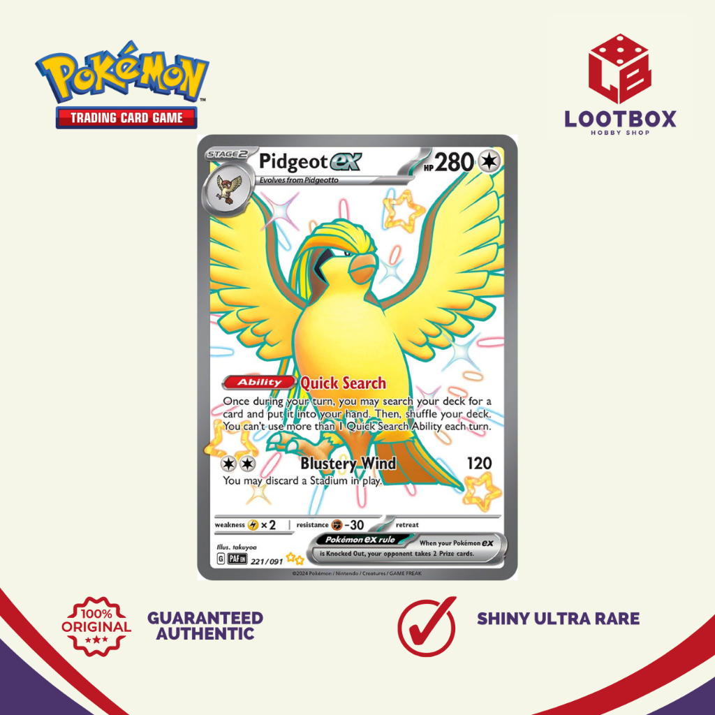 Pokemon Card Game: Pidgeot ex (Shiny Ultra Rare) - Paldean Fates ...
