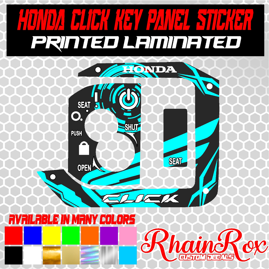honda click v2 v3 v4 key panel printed laminated 16colors | Shopee ...