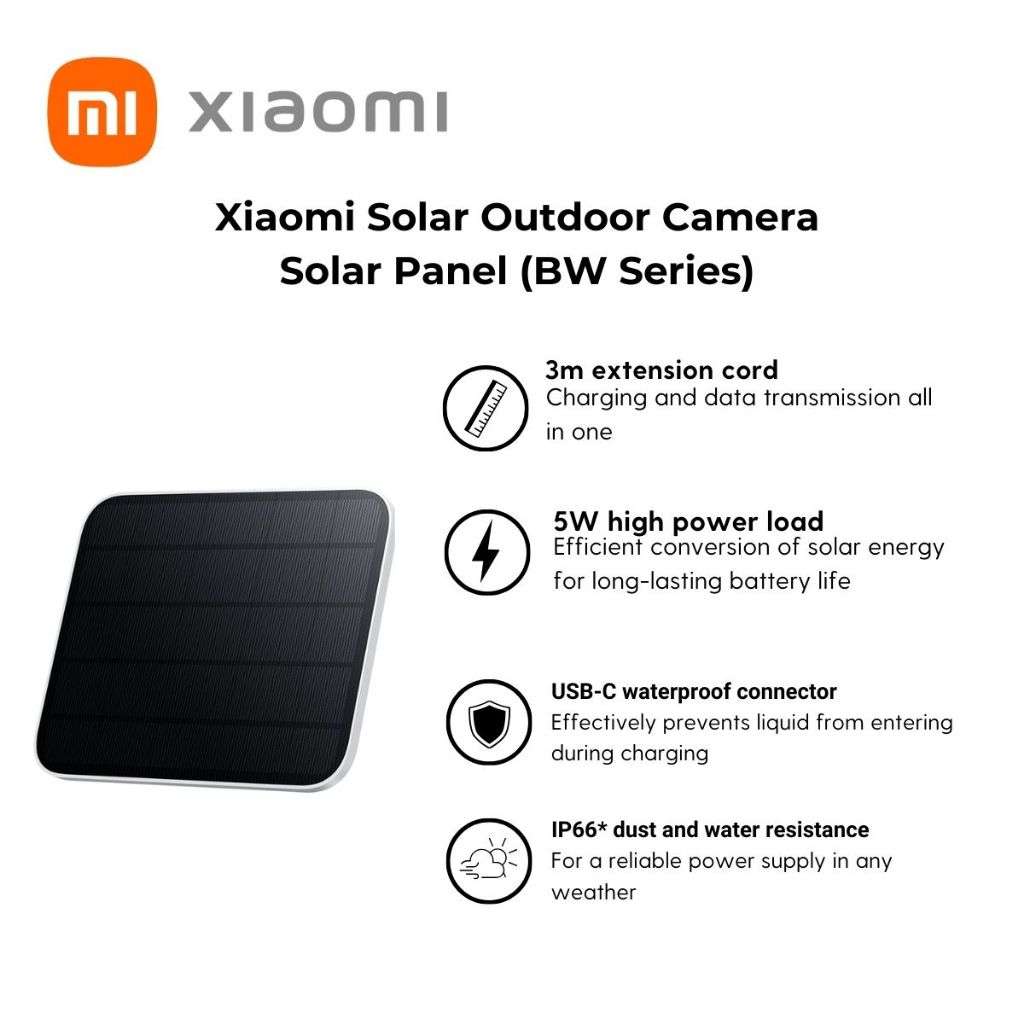 XIAOMI SOLAR OUTDOOR CAMERA SOLAR PANEL (BW SERIES) | Shopee Philippines