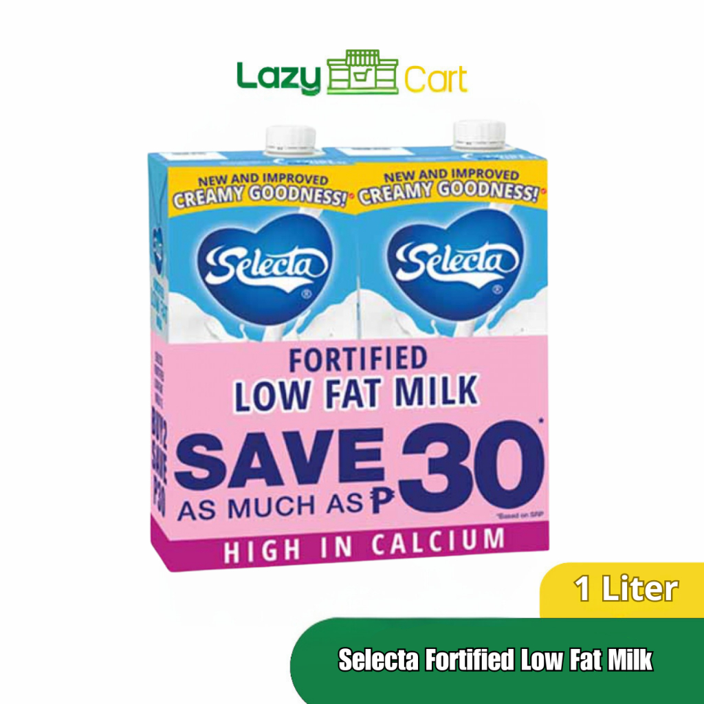 Lazycart Selecta Fortified Low Fat Milk 1L 2pcs | Shopee Philippines