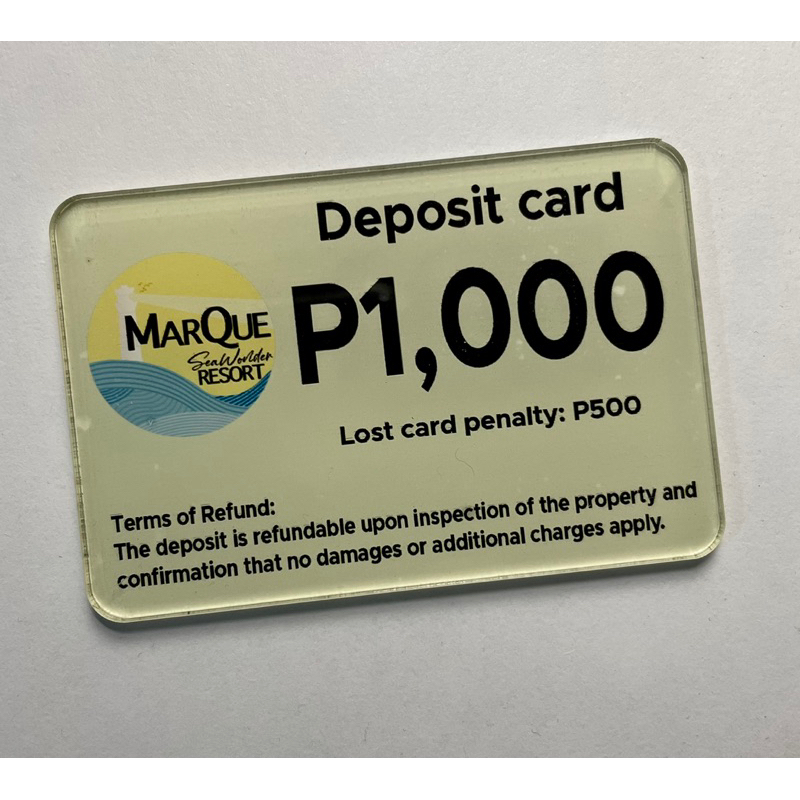 Deposit Card for Hotels & Resorts Stay 2x3 Acrylic | Shopee Philippines