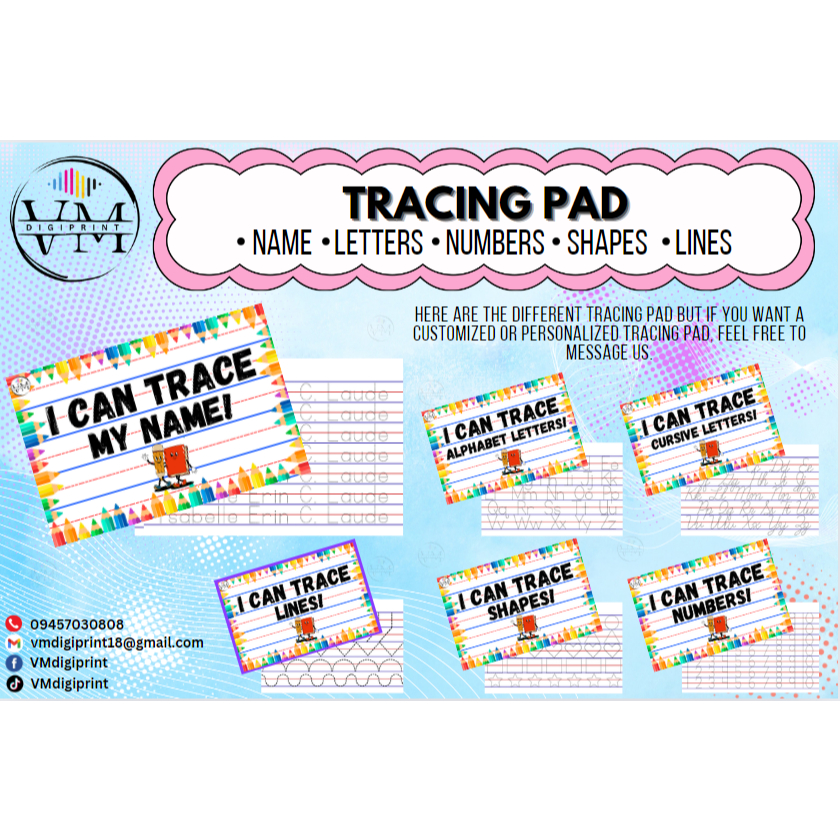 TRACING PAD(Name, Alphabet Letters, Cursive Letters, Numbers) | Shopee ...