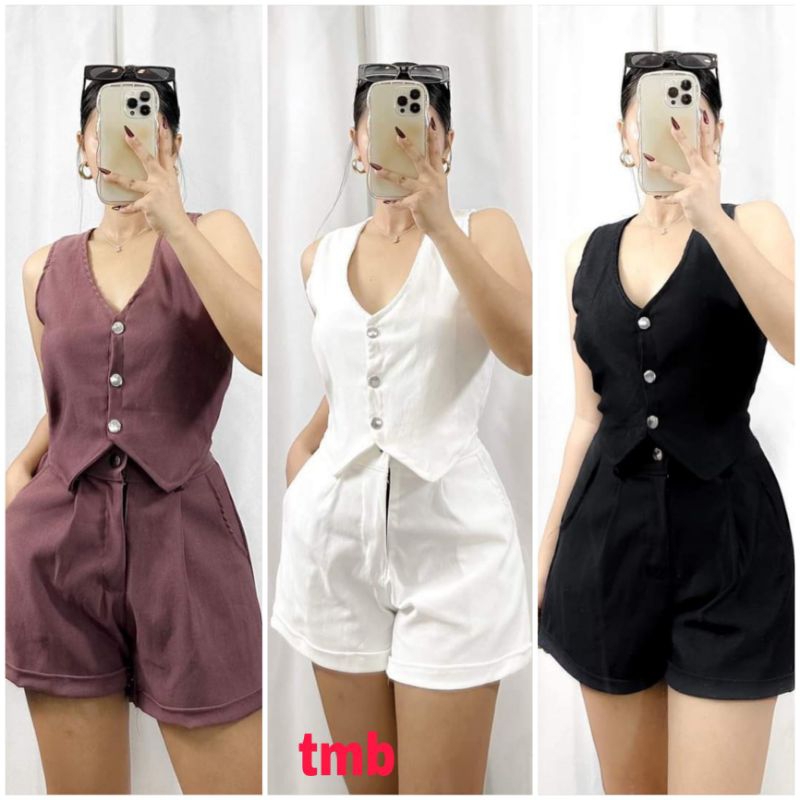 Kathryn Terno Short with two Pockets and Top with Working Buttons ...