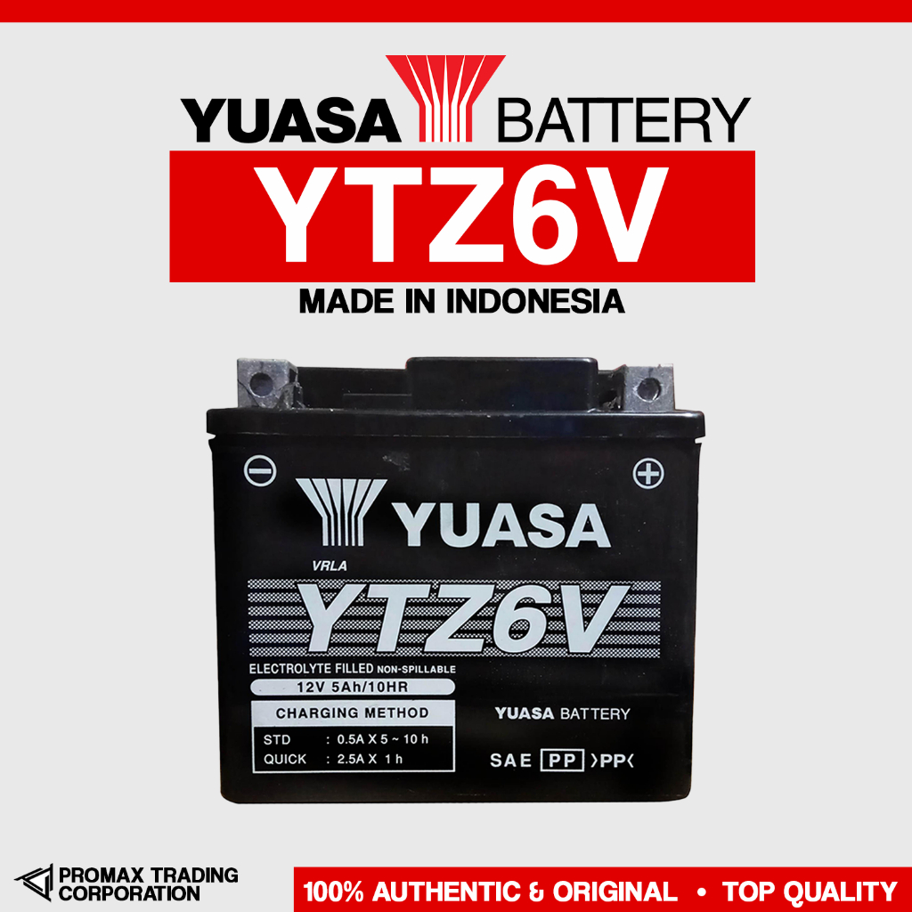 Yuasa YTZ6V Motorcycle Battery Made in Indonesia — for NMAX V2 / AEROX ...