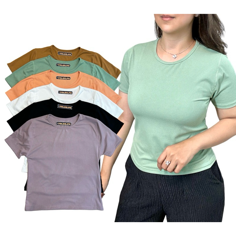 RHIANNA Round Neck Slim Fitting Soft Basic Cotton Knit Womenswear Round ...
