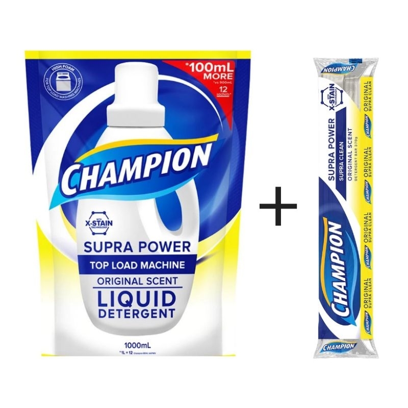 Champion Liquid Detergent 1000ml + Champion Bar 370grams | Shopee ...