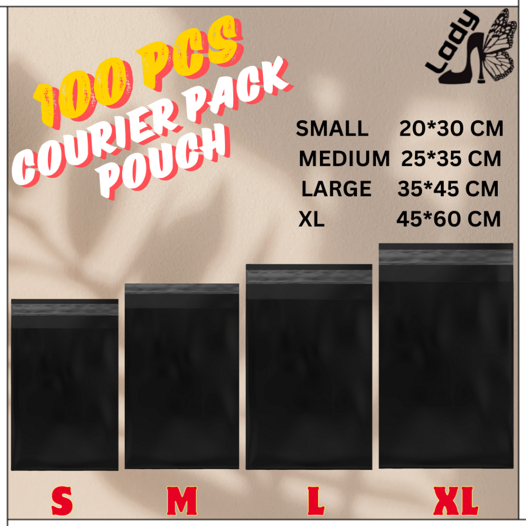 Lady 100 pcs Of Black Express Parcel Packaging In Plain Pouches With ...