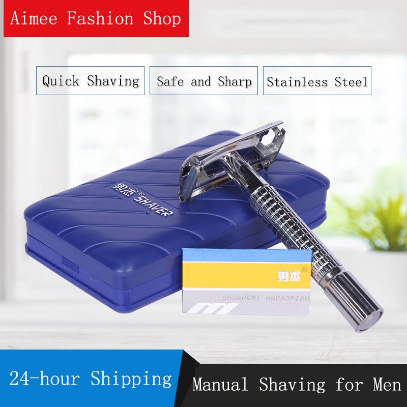 Classic Stainless Steel Safety Razor Shaver With Brush And Box | Shopee ...
