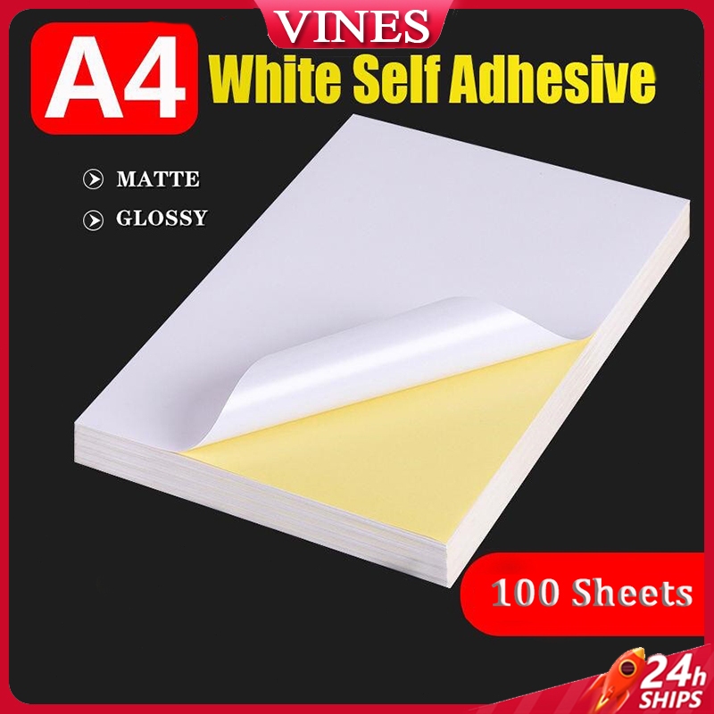 Printable Sticker Paper A4 size 100 Sheets for laser/Inkjet printers ...