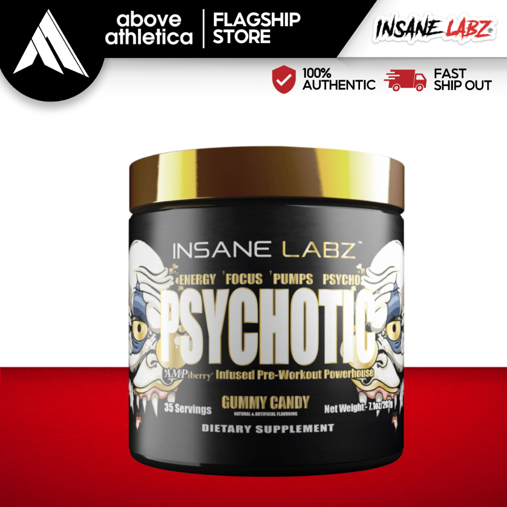Insane Labz Psychotic Gold, High Stimulant Pre Workout Powder 204g - 35 ...