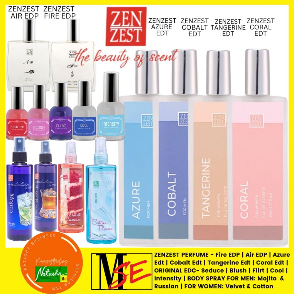 MSE ZENZEST PERFUME | FIRE EDP | AIR EDP | AZURE COBALT TANAGERINE ...