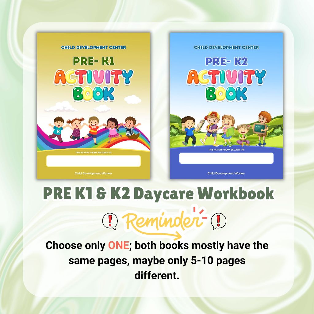 Pre K1 and K2 Daycare Workbook (Choose only one) | Shopee Philippines