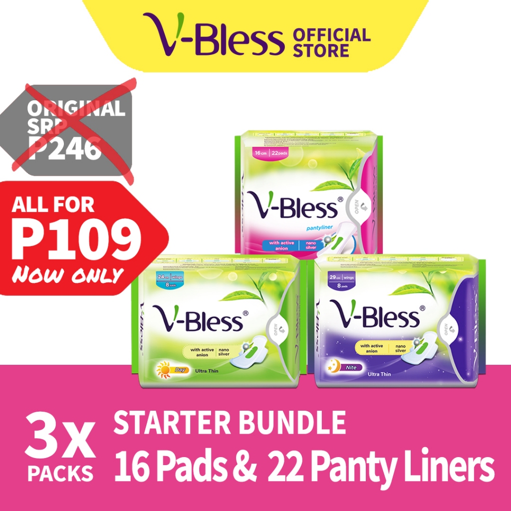 V-Bless Sanitary Pads & Panty Liners 3-pack Bundle Ultra Thin Super ...