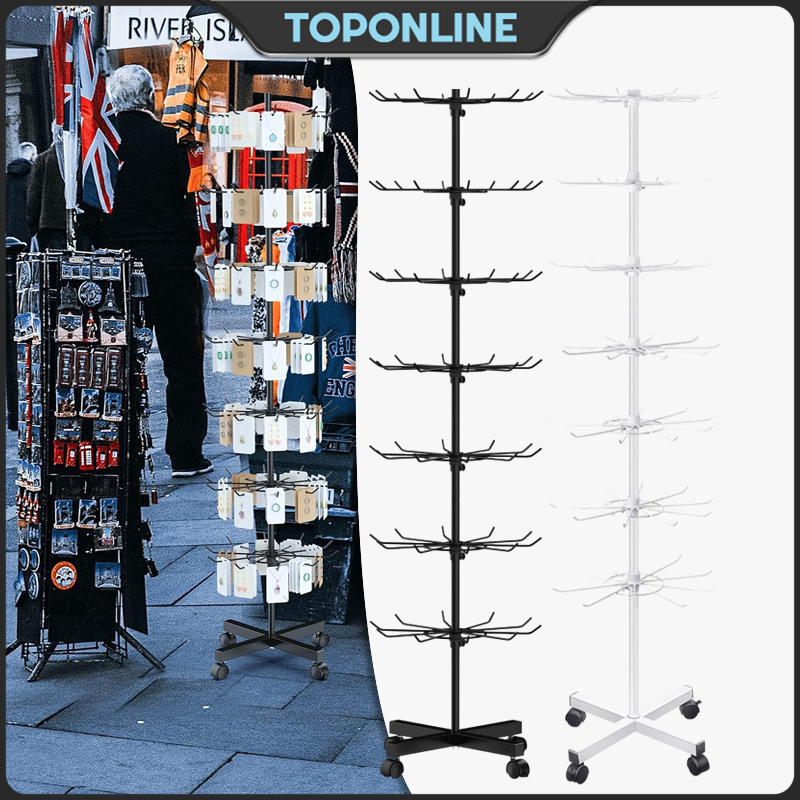 7 Layer Rotating Hook Display Stand Movable Multi-layer Retail Hanging ...