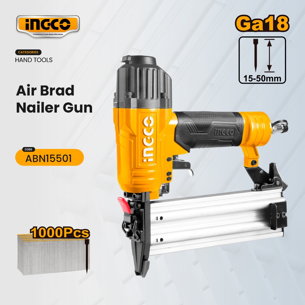 Ingco Pneumatic Air Brad Nailer Nail Gun Power Tool For Framing And ...