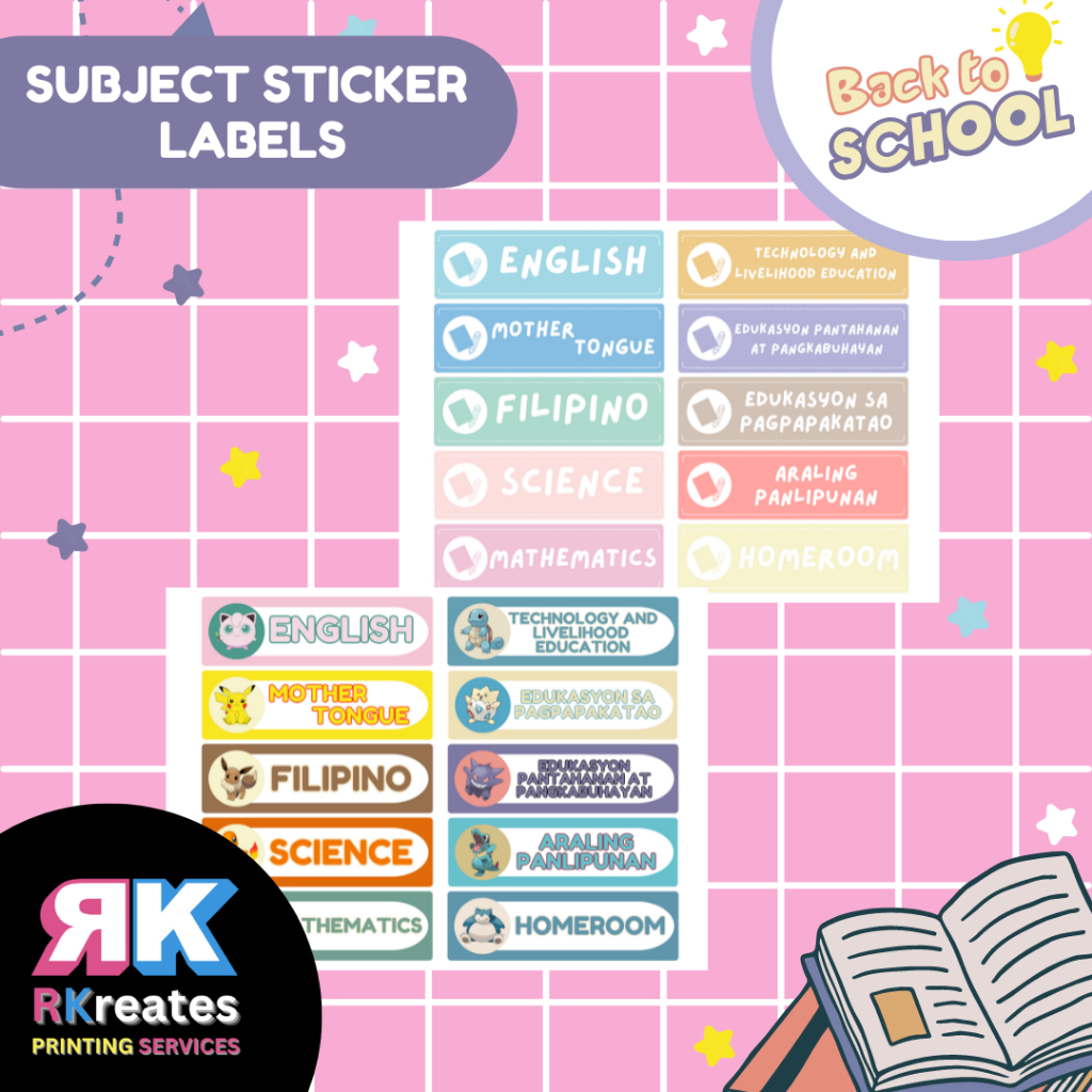 Colorful Notebook Subject Sticker Labels | Customizable Subject Sticker ...