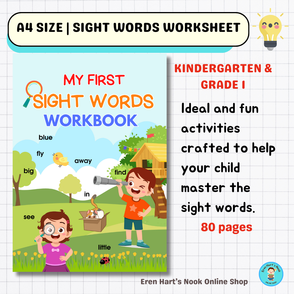 SIGHT WORDS /READING ENGLISH WORKBOOK/ACTIVITY BOOK FOR KINDERGARTEN ...