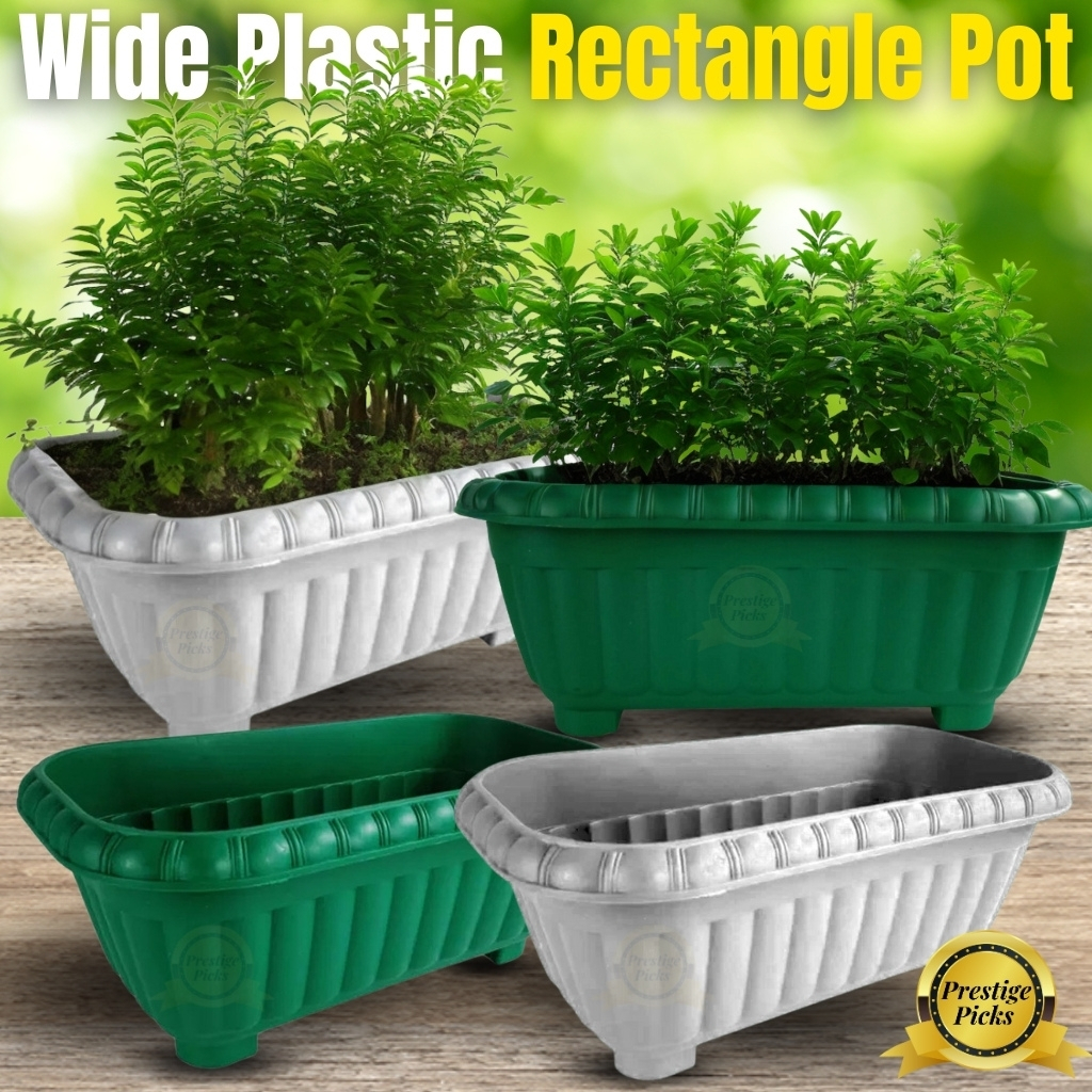 Wide Plastic Pots for Plants Rectangle Indoor Outdoor Flower Pot ...