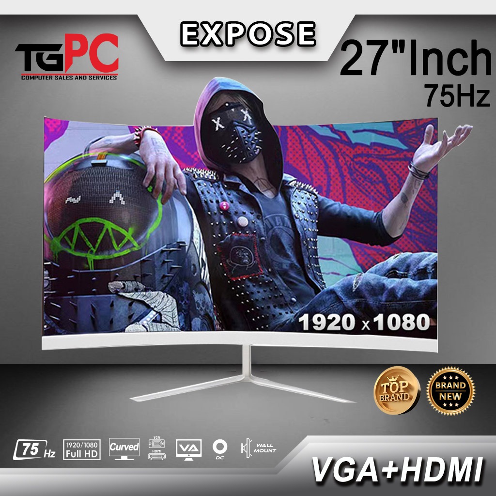 EXPOSE Curved Gaming Monitor 27 Inch 165Hz 75Hz 4K IPS Computer PC ...