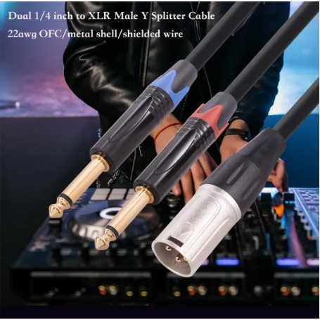 1.5M Pure copper Two 1/4 inch to XLR Male/Female Y Splitter Cable 3 Pin ...