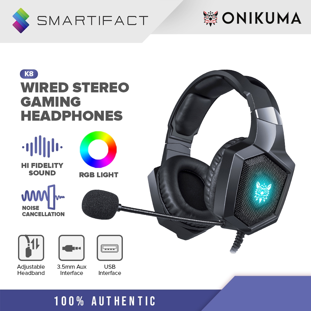 ONIKUMA K8 Wired Stereo Gaming Headphones With Mic LED Lights | Shopee ...