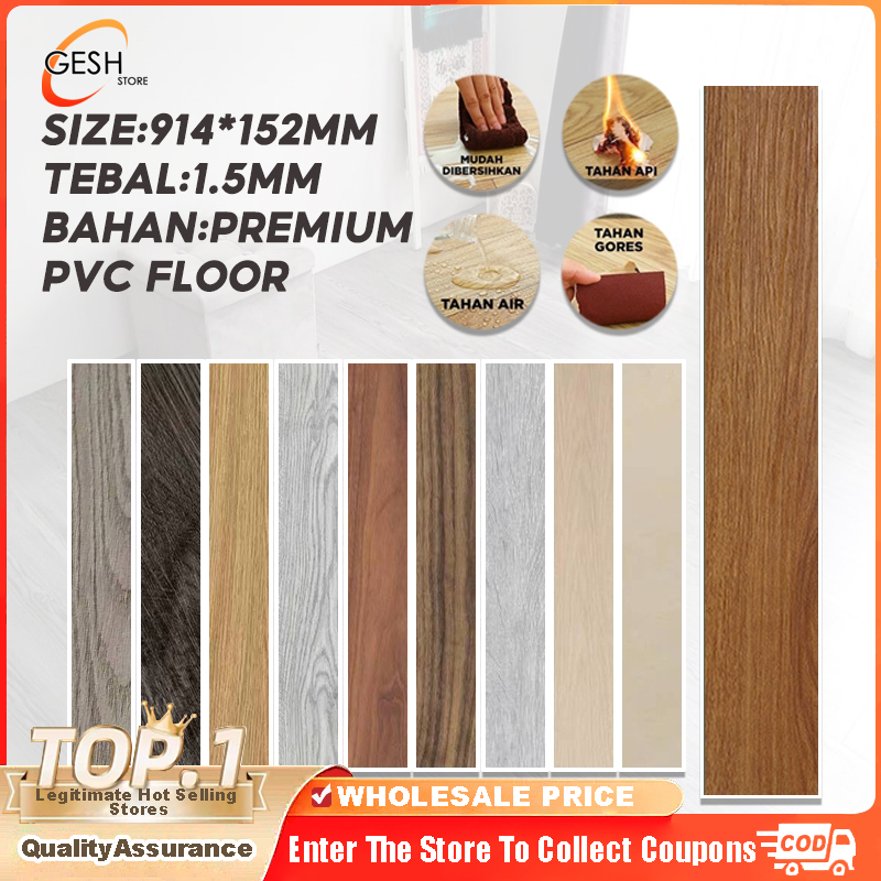Vinyl Floor Sticker 91.4cm*15.2cm Self-Adhesive PVC Waterproof tiles ...