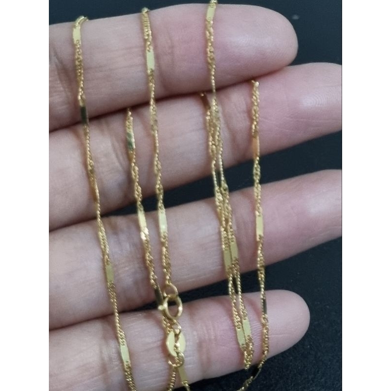 18k ygold twisted bar chain 17.8inches (G1161) | Shopee Philippines