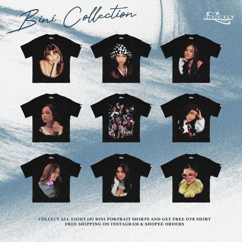 BINI ALL MEMBERS PORTRAIT VINTAGE/BOOTLEG GRAPHIC SHIRT BINISWISH ...