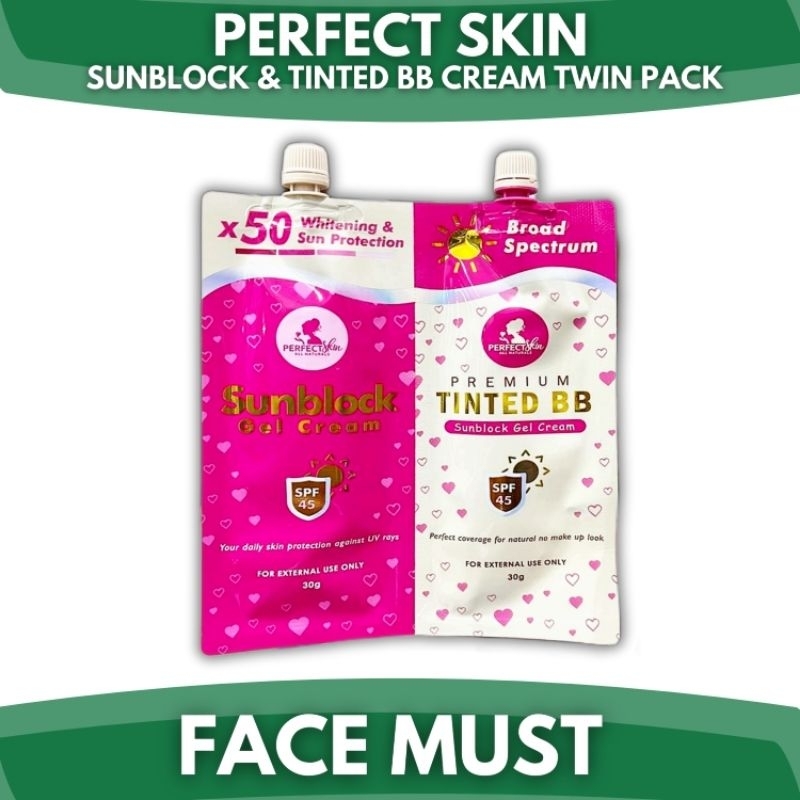 PERFECT SKIN TWIN SUNBLOCK GEL CREAM & TINTED BB CREAM 30G | Shopee Philippines
