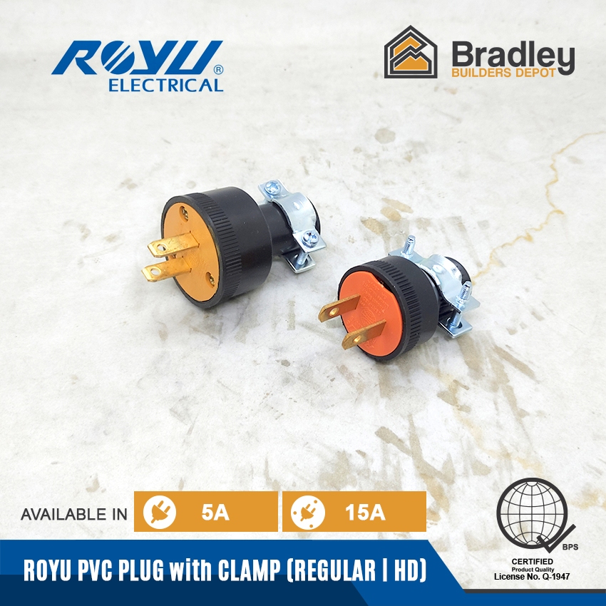 Royu Electrical PVC Plug with Clamp (5A or 15A) | Shopee Philippines