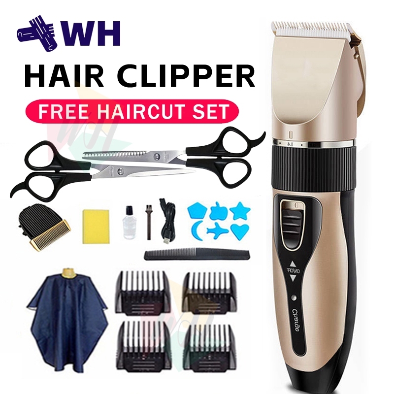 professional barber rechargeable hair clippers men's trimmer with free haircutting set | Shopee ...