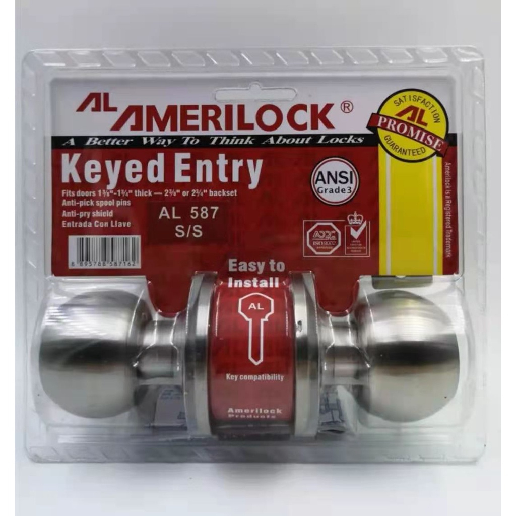 AMERILOCK DOOR KNOB LOCK SET 587/588/101/stainless | Shopee Philippines