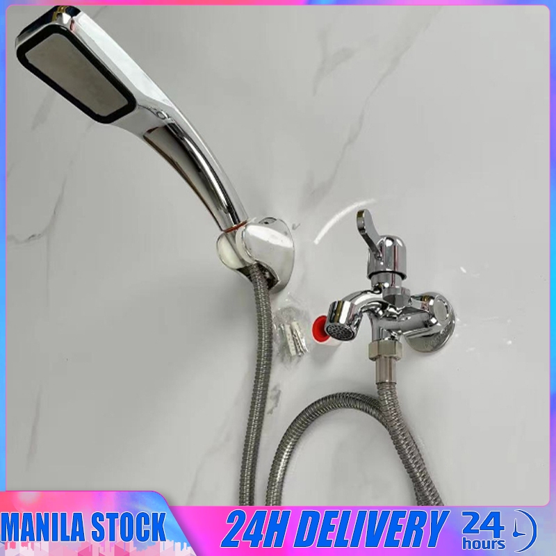 4-in-1 shower set, with hose bracket set, 300 hole pattern, black high ...