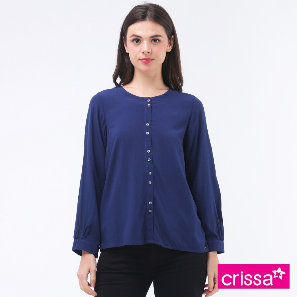Crissa Woven Plain Rayon Long Sleeves Blouse CSFT18-0282 | Shopee ...