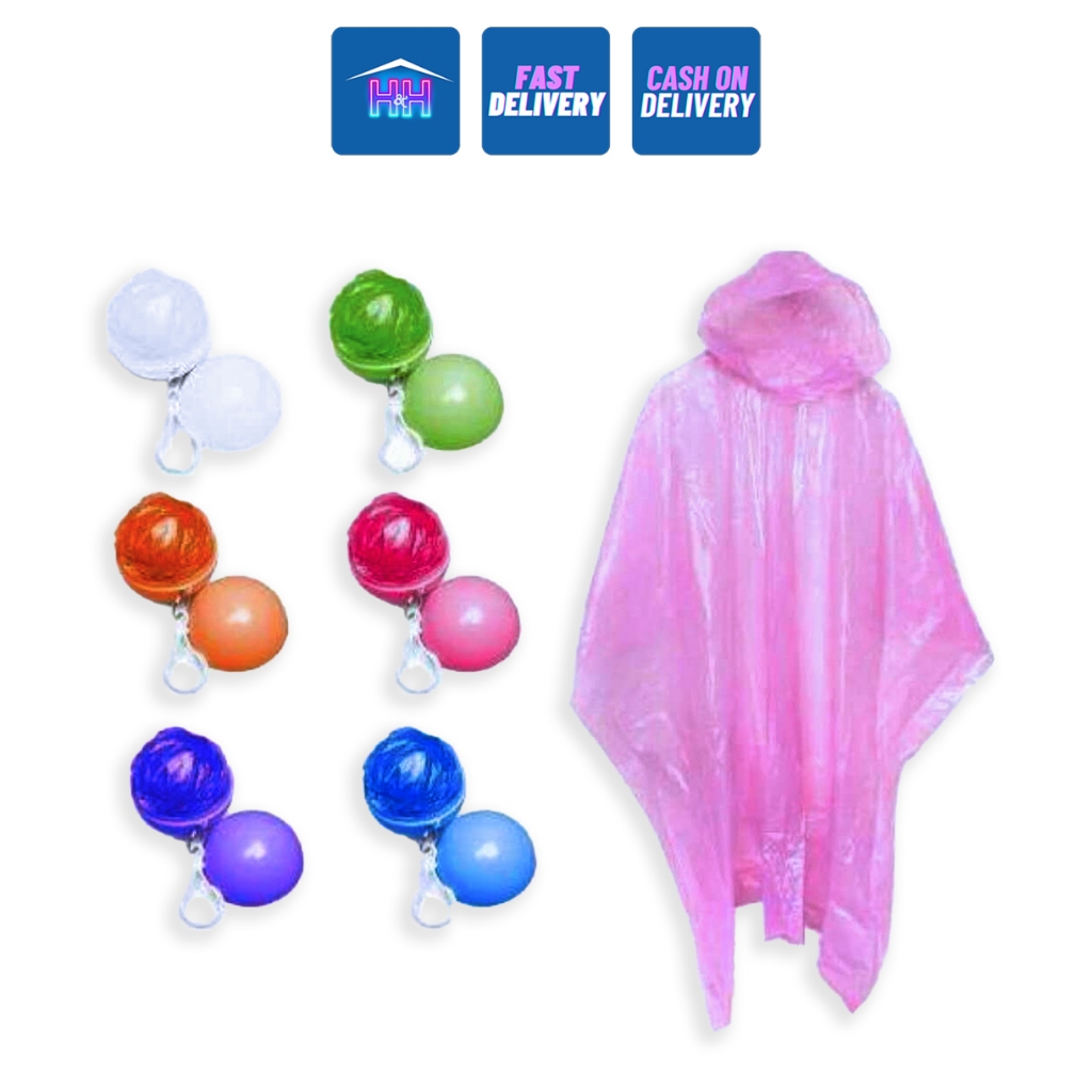 H&H Rain Coat Protection with Keychain Ball Kapote Disposable Outdoor ...