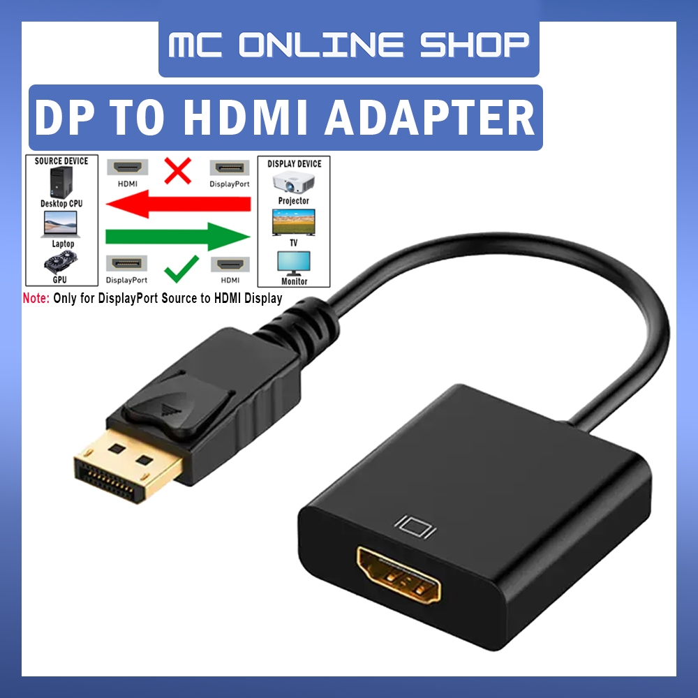 DP Display Port to HDMI Converter Adapter Cable 4K 1080p HD PC Desktop ...