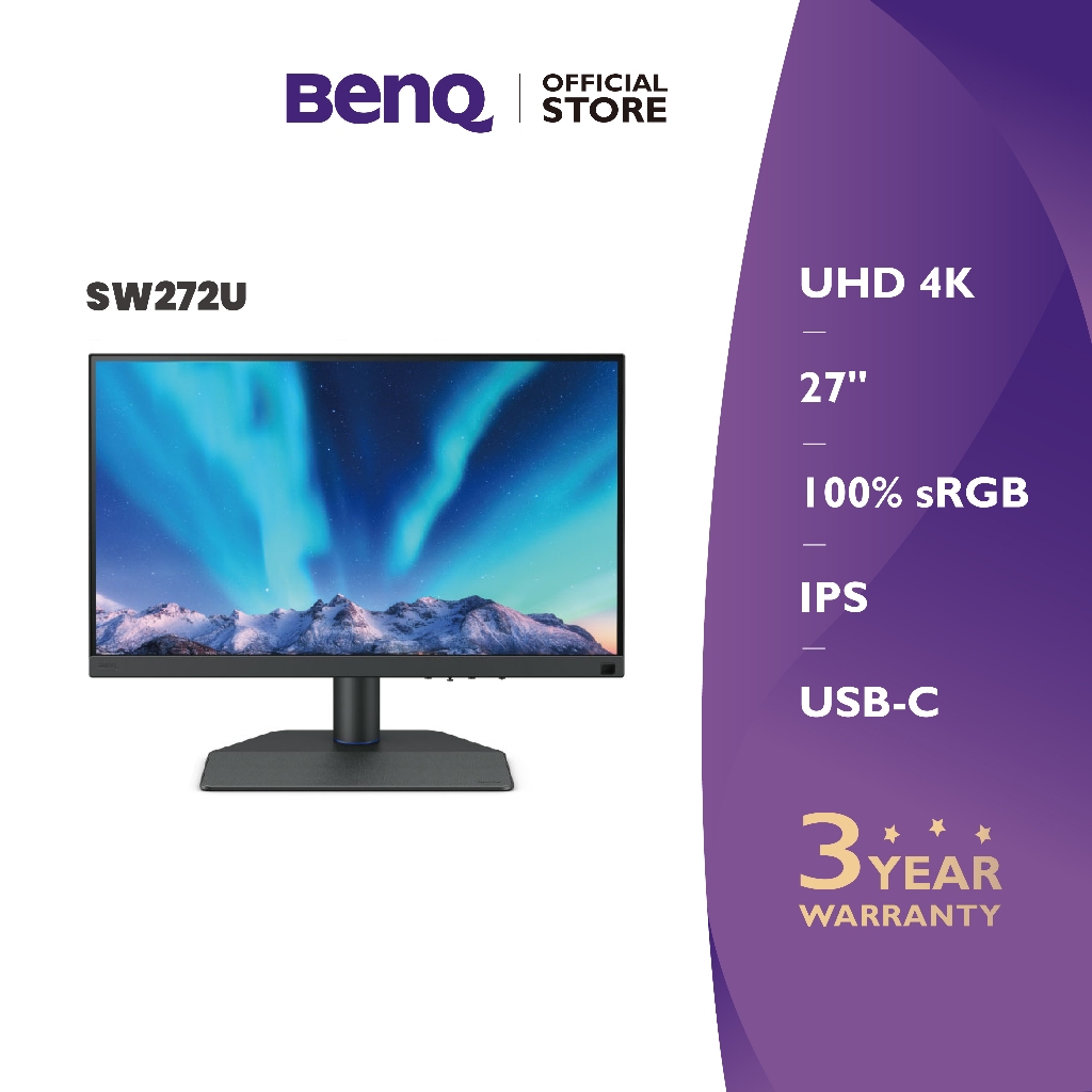 BenQ SW272U 27-inch 4K 100% sRGB 99% Adobe RGB 99% P3 90W USB-C ...