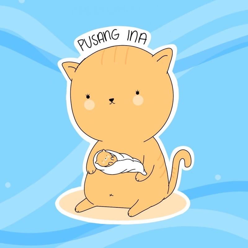 SSKAIT Pusa Waterproof funny cat mood die cut sticker - Pusang ina ...