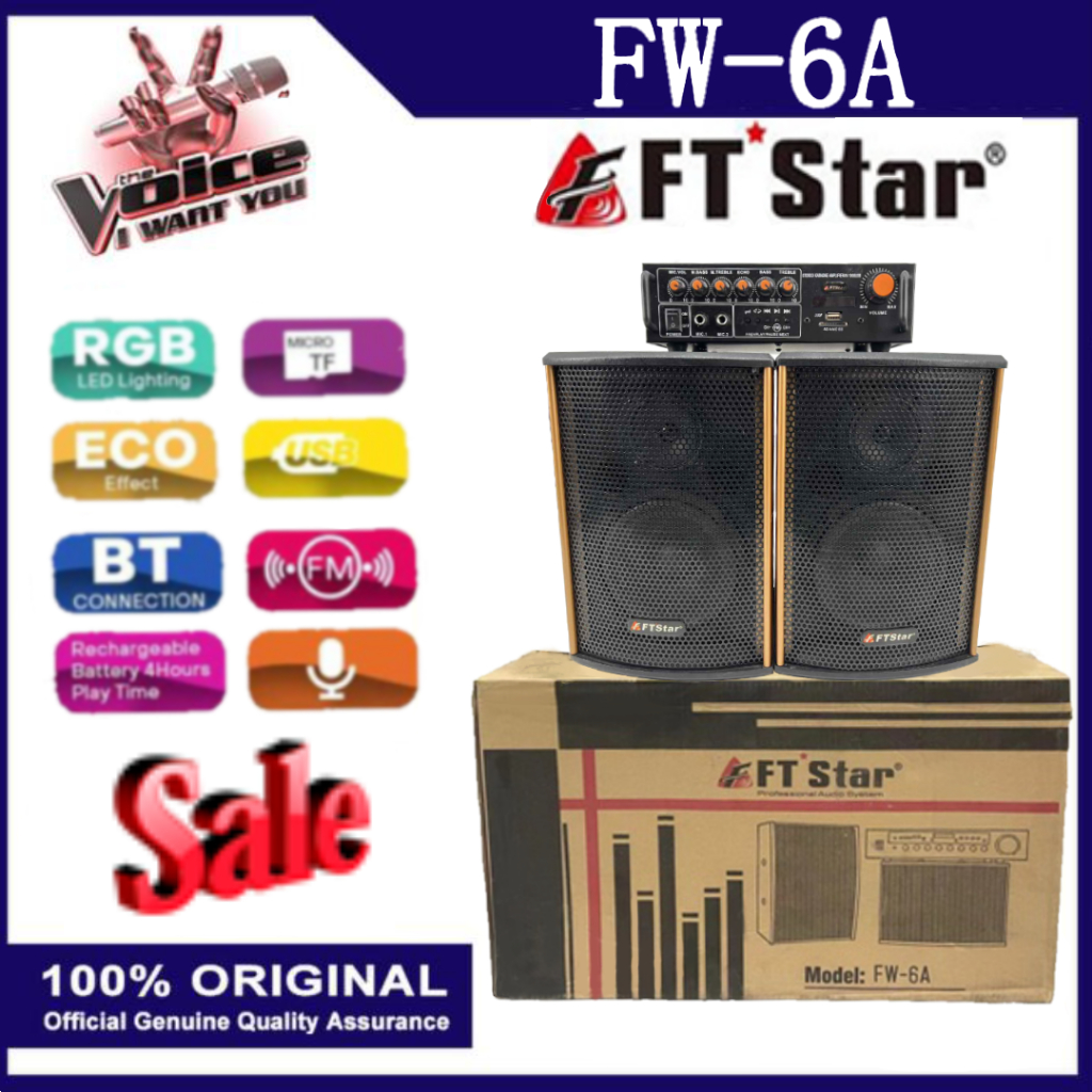 Karaoke set Promac Speaker system FW-6A with AV-1000USB amplifier FREE ...
