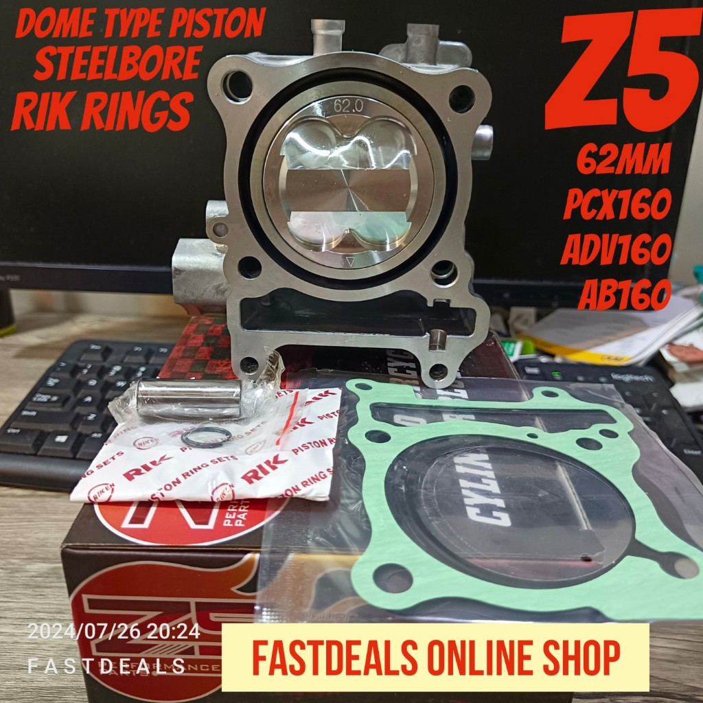 62MM PCX160 ADV160 CLICK160 AIRBLADE160 4V CYLINDER BLOCK KIT STEELBORE ...