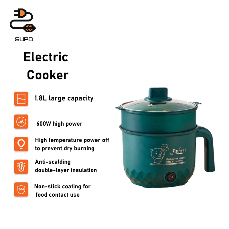 SUPO Mini Nonstick Multifunctional Electric Cooker 1.8L Soup Cooker for ...