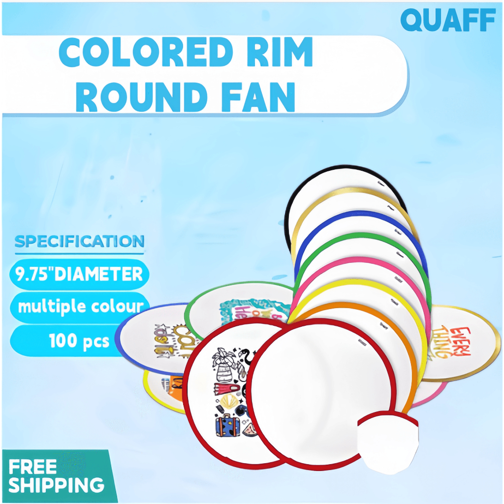 100pcs Sublimation Foldable Round Fan Rim Colored Lining Printable ...