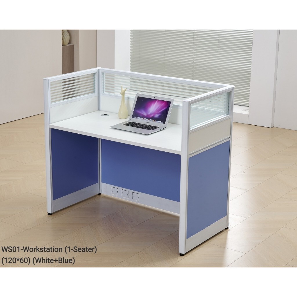 WS01 Workstation (1-Seater) (120*60) (White+Blue, White) | Shopee ...