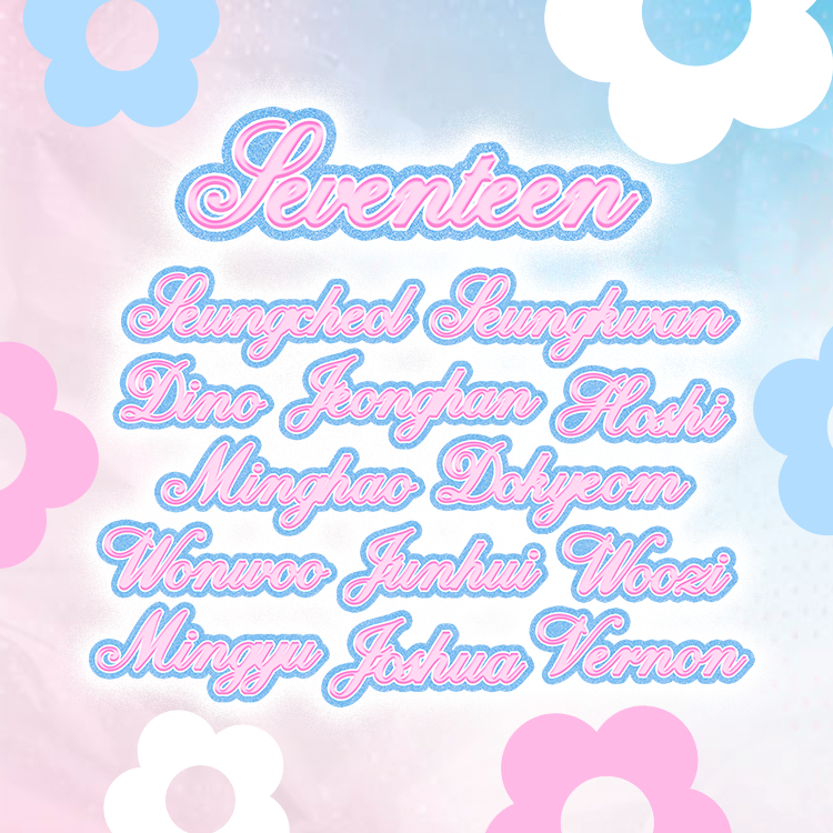 SEVENTEEN GLITTER STICKER NAMES WATERPROOF ROSE QUARTZ AND SERENITY ...