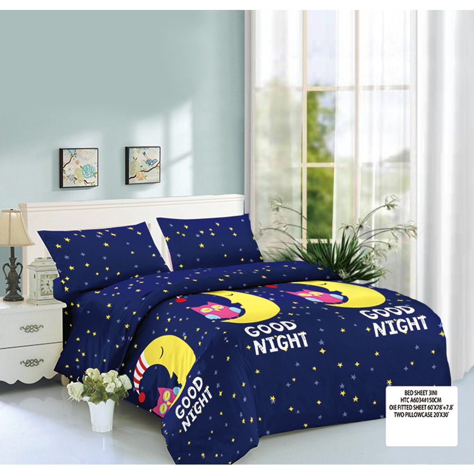 3 in 1 Bedsheet Semi Cotton Cartoon Character Bedsheet Set | Shopee ...