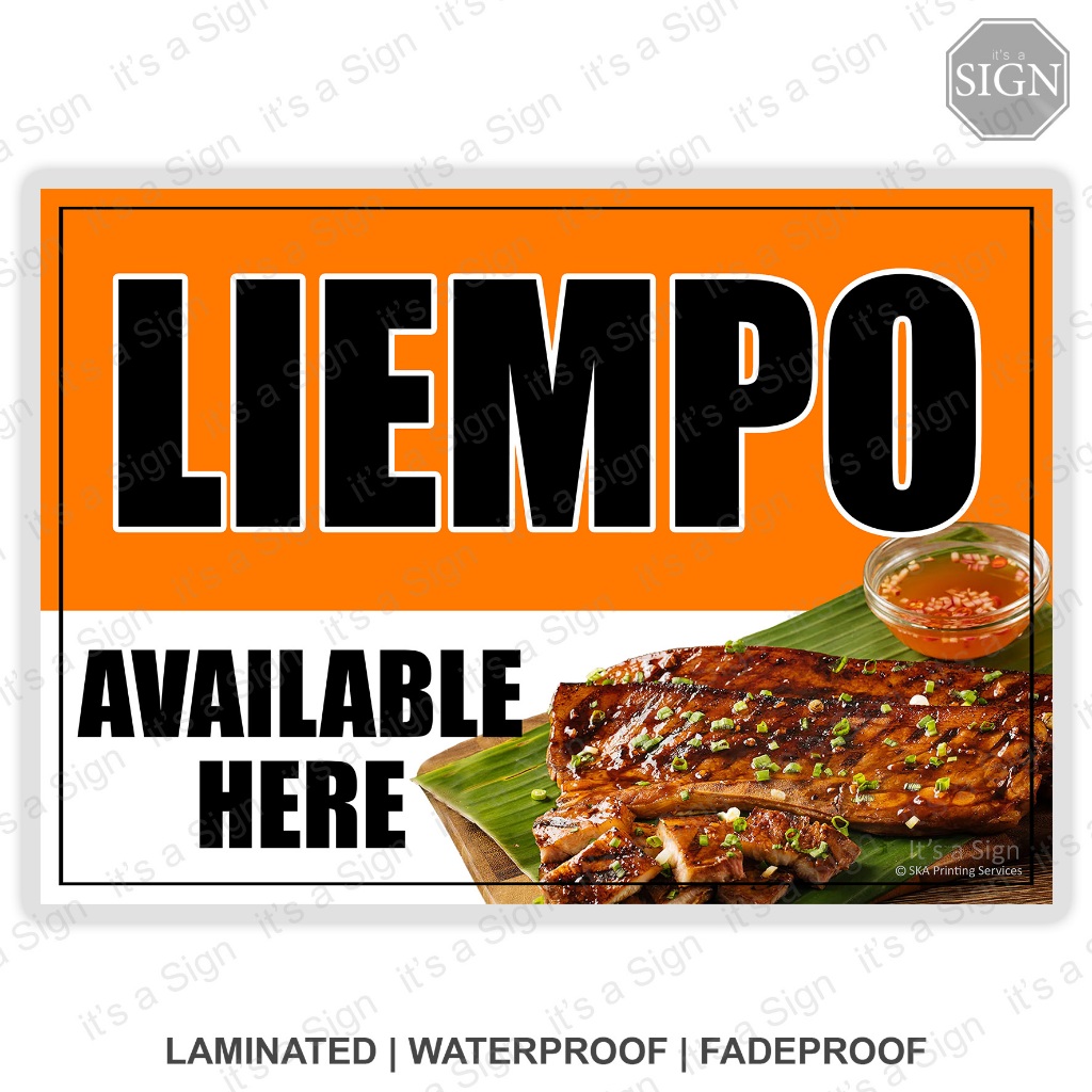 Liempo Pork Food Store Sign - Laminated Signage - A4/A3 Size | Shopee ...